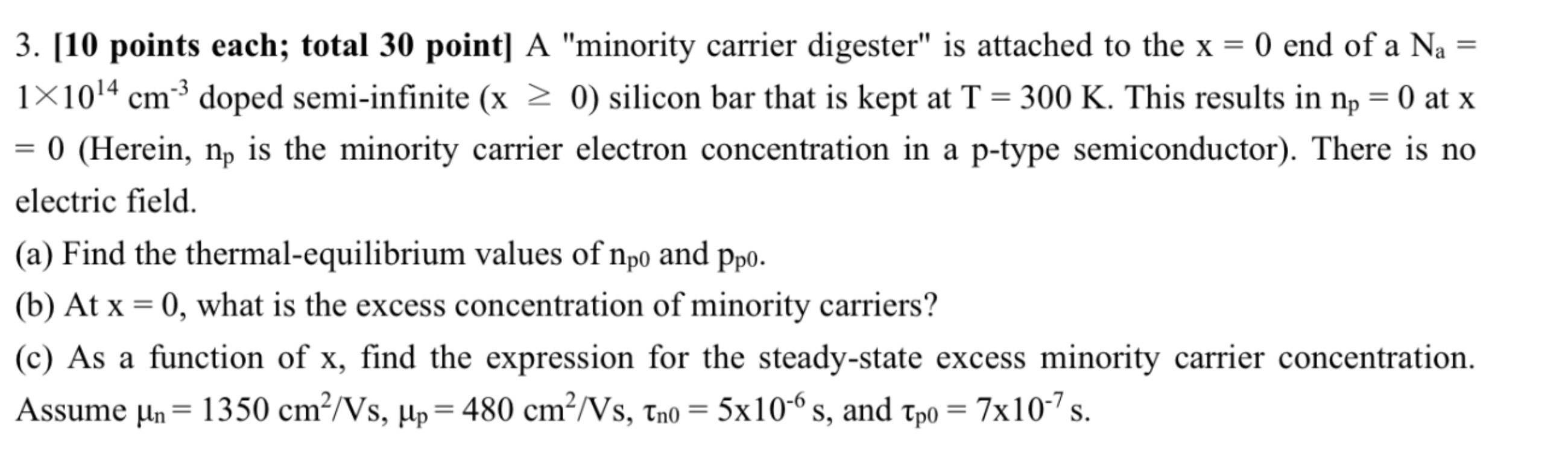 Solved A "minority carrier digester" is attached to the x | Chegg.com