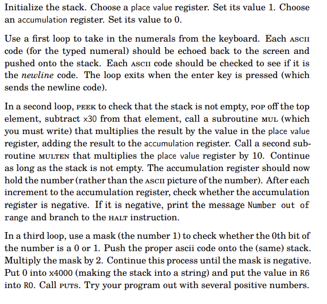 Solved Initialize the stack. Choose a place value register. | Chegg.com