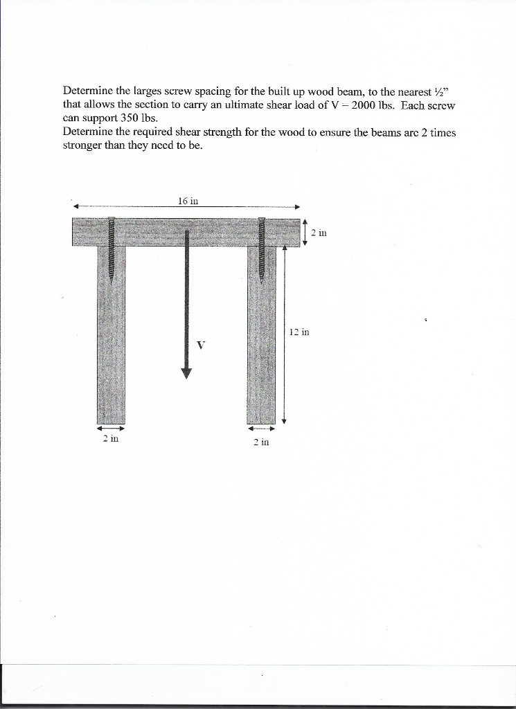 Solved Determine the larges screw spacing for the built up | Chegg.com