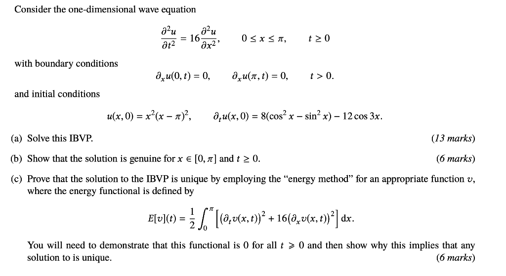 Solved Consider the one-dimensional wave equation au a²u = | Chegg.com