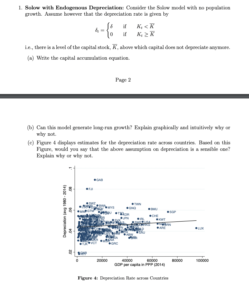 Solved 1. Solow with Endogenous Depreciation: Consider the | Chegg.com