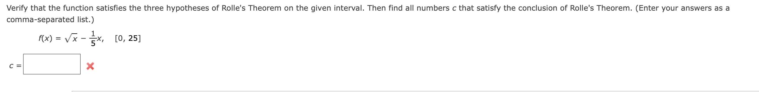 Solved comma-separated list.) f(x)=x−51x c= | Chegg.com