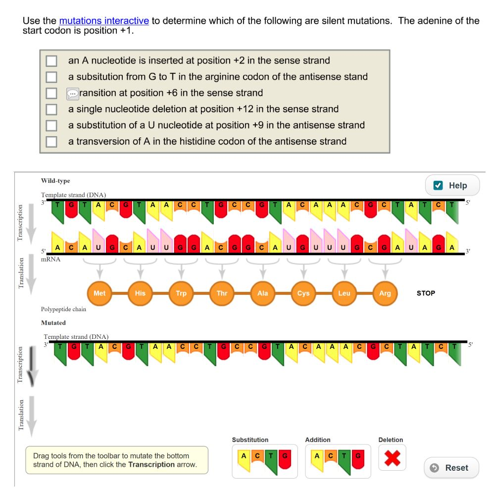 Solved Use the mutations interactive to determine which of | Chegg.com