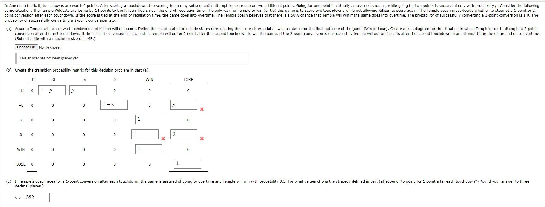 Solved In American football, touchdowns are worth 6 points. | Chegg.com