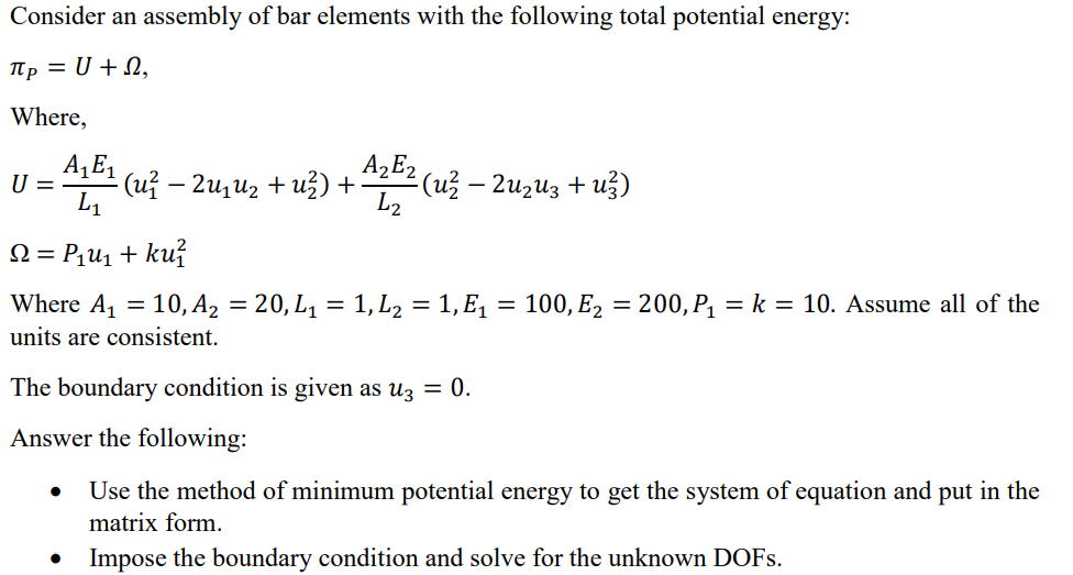 Solved Consider an assembly of bar elements with the | Chegg.com