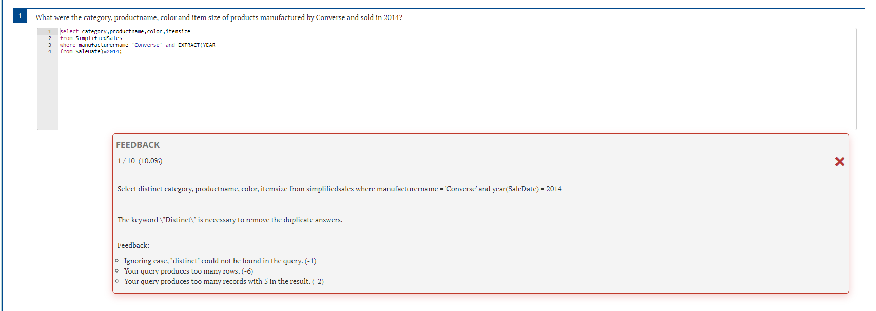 Solved What were the category, productname, color, and item | Chegg.com