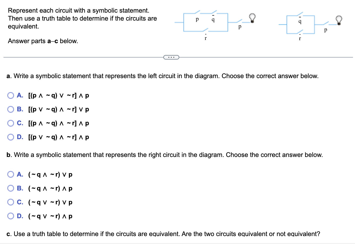 Represent each circuit with a symbolic statement.Then | Chegg.com