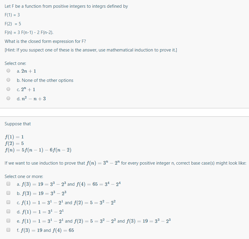 Solved Let F be a function from positive integers to integrs | Chegg.com Solved Let F be a function from positive integers to integrs | Chegg.com
