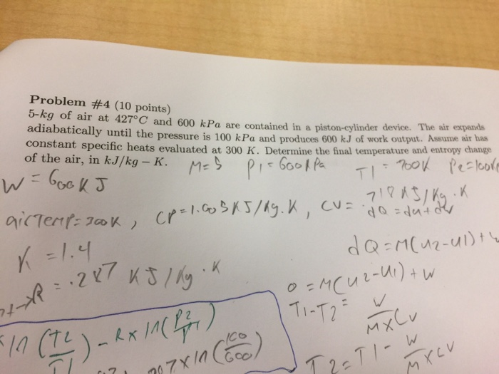Solved 5-kg of air at 427 degree C and 600 kPa are contained | Chegg.com