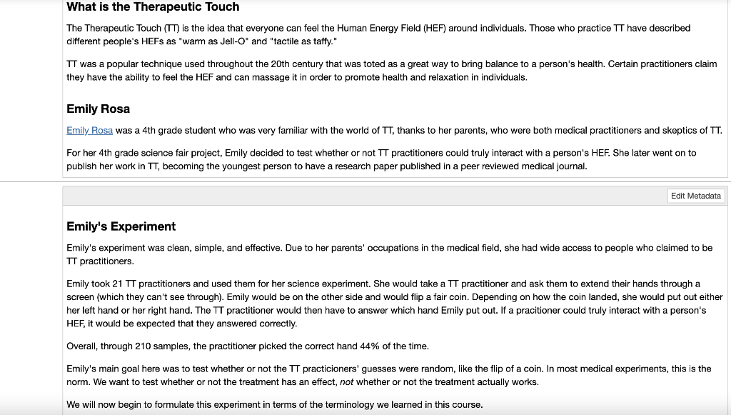 What is the Therapeutic Touch The Therapeutic Touch | Chegg.com