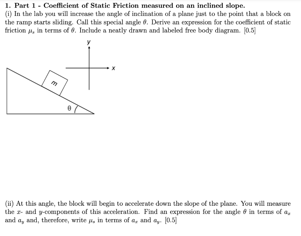 Solved 1. Part 1 - Coefficient of Static Friction measured | Chegg.com