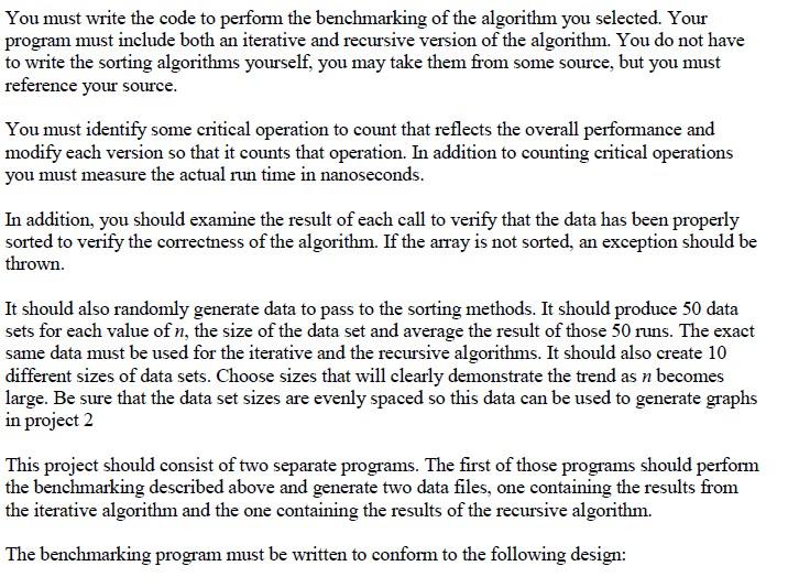 Solved The first project involves benchmarking the behavior | Chegg.com