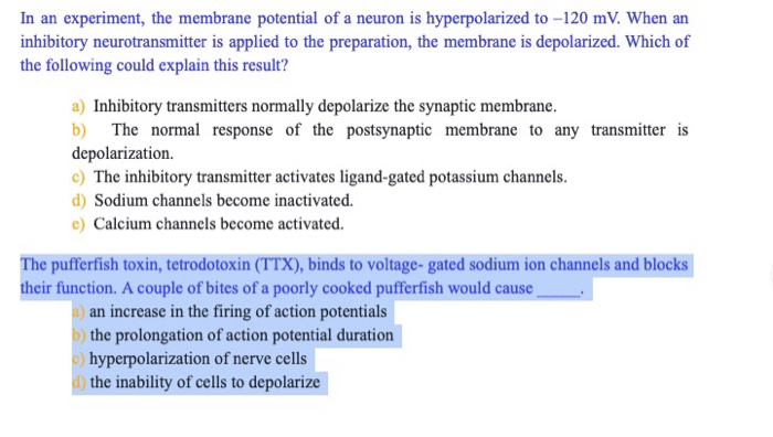 Solved In an experiment, the membrane potential of a neuron | Chegg.com