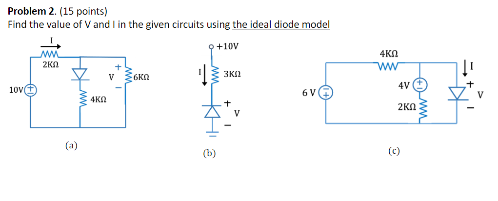 Solved Problem 2. (15 points) Find the value of V and I in | Chegg.com Solved Problem 2. (15 points) Find the value of V and I in | Chegg.com