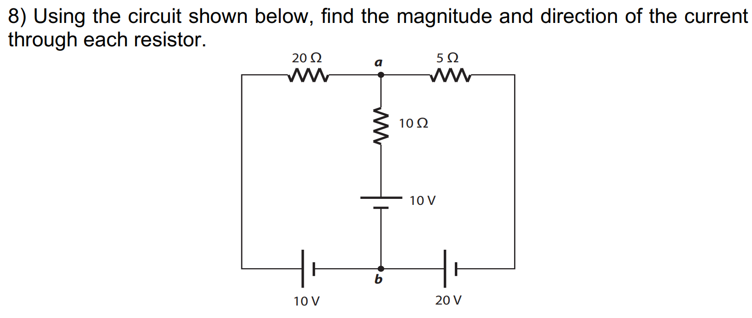 8) ﻿Using the circuit shown below, find the magnitude | Chegg.com