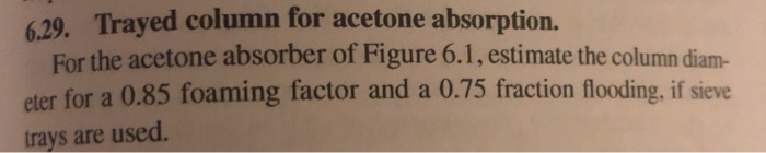 629. Trayed column for acetone absorption. For the | Chegg.com