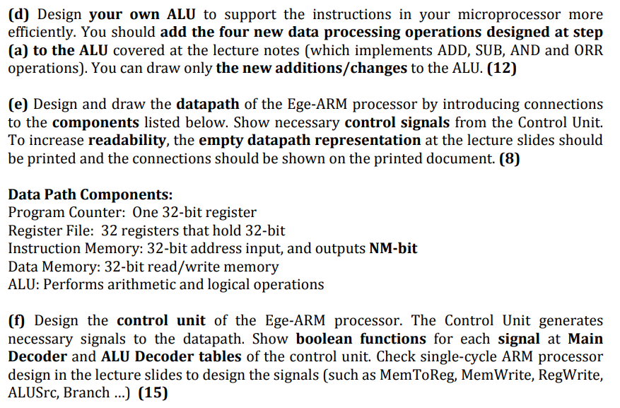 Solved 3. Design a simple microprocessor called Ege-ARM | Chegg.com