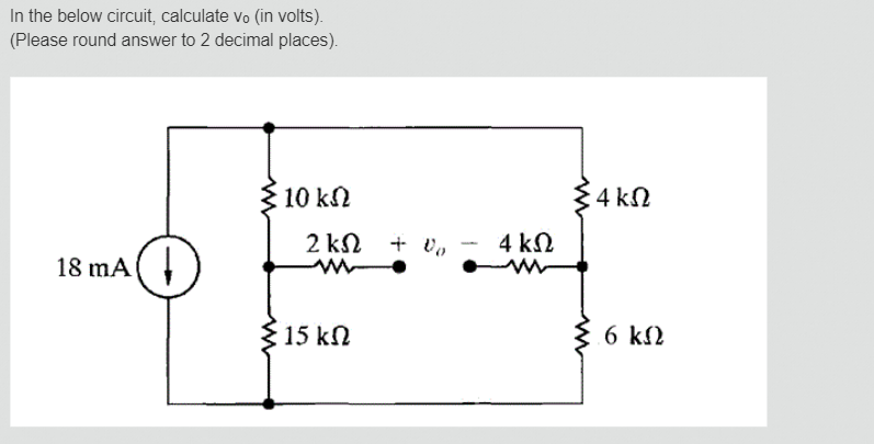 Solved In the below circuit, calculate vo (in volts). | Chegg.com
