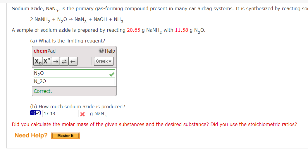 odium azide, NaN3, is the primary | Chegg.com