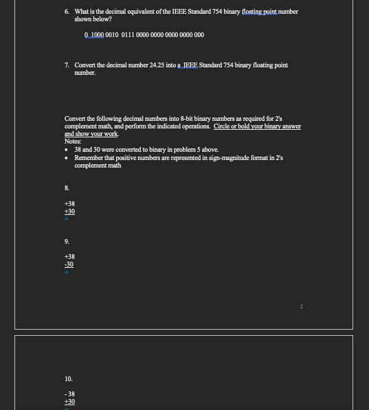 Solved 6. What is the decimal equivalent of the IEEE | Chegg.com