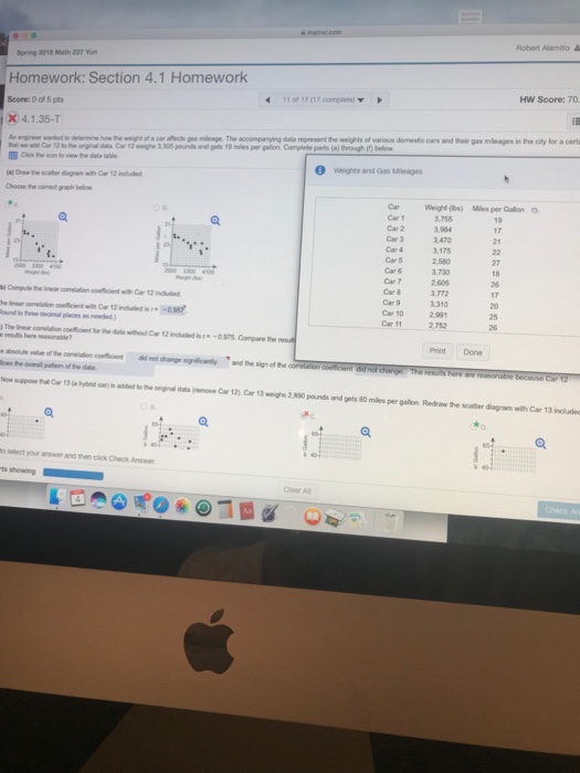 Solved Robert Alamillo Spring 2018 Math 227 Yun Homework: | Chegg.com