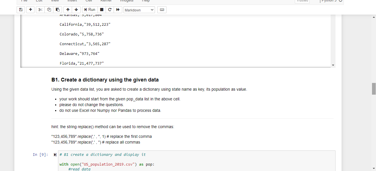 Solved B. US Population (30 points) You are given a csv file | Chegg.com