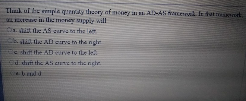 Solved Think of the simple quantity theory of money in the | Chegg.com