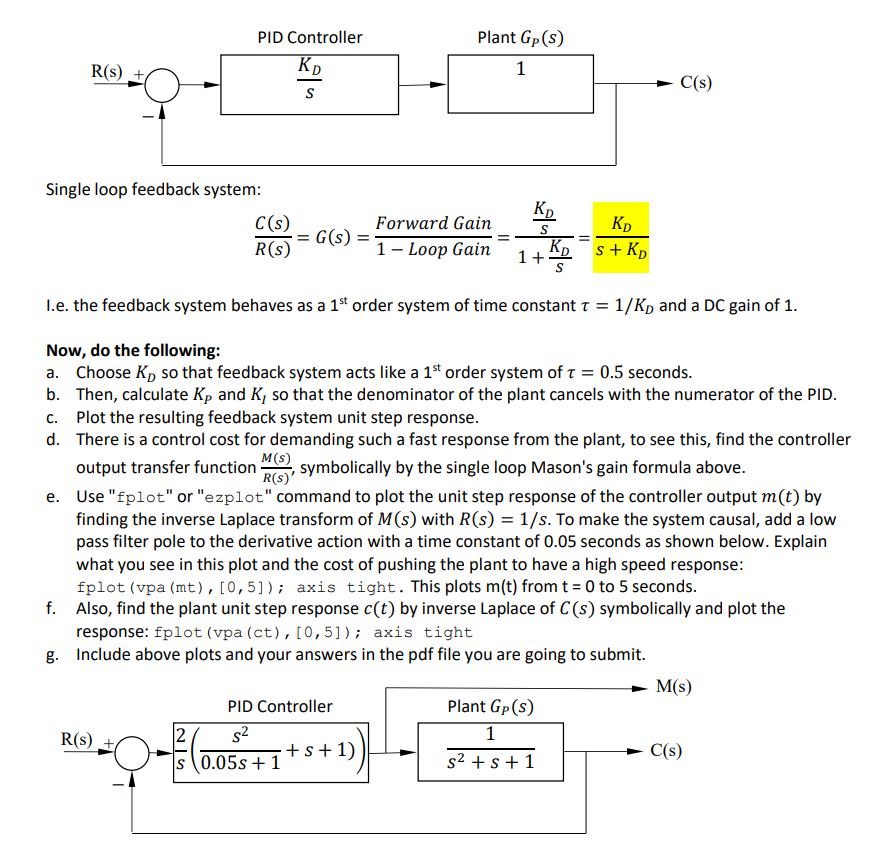 Solved 3. It is possible to design the PID so that the | Chegg.com