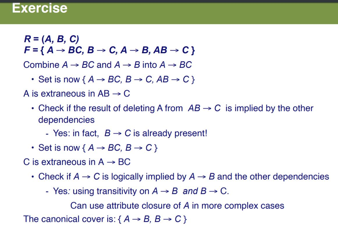 Solved Exercise R= (A, B, C) F = { A → BC, B → C, A → B, AB | Chegg.com