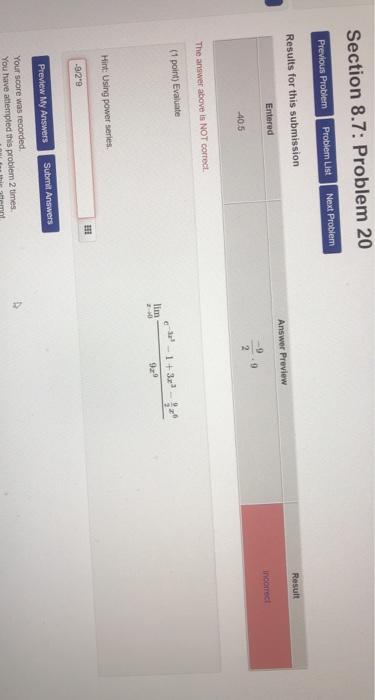 Solved Section 8.7: Problem 20 Results for this submission | Chegg.com
