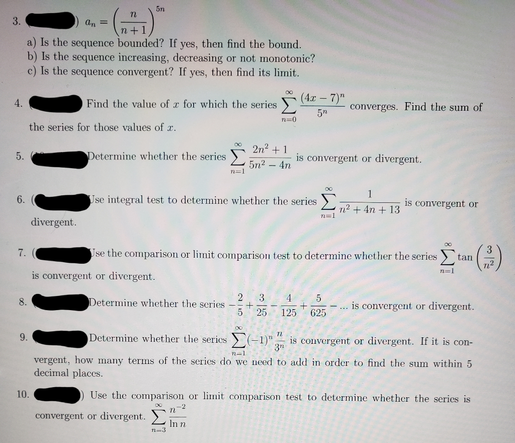 Solved In In an = n+1) a) Is the sequence bounded? If yes, | Chegg.com