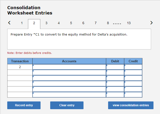 Solved Consolidation Worksheet Entries