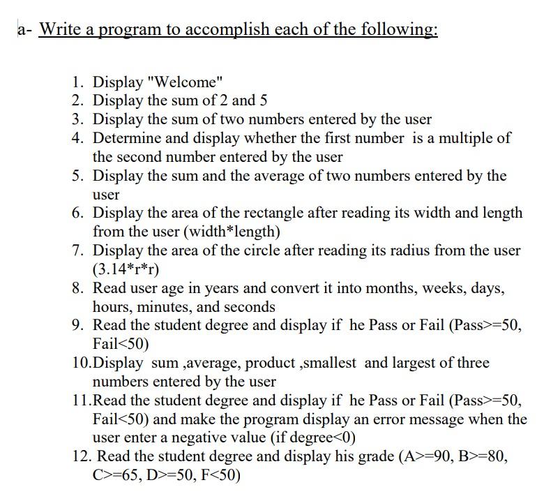 Solved Jrite a program to accomplish each of the following: | Chegg.com Solved Jrite a program to accomplish each of the following: | Chegg.com