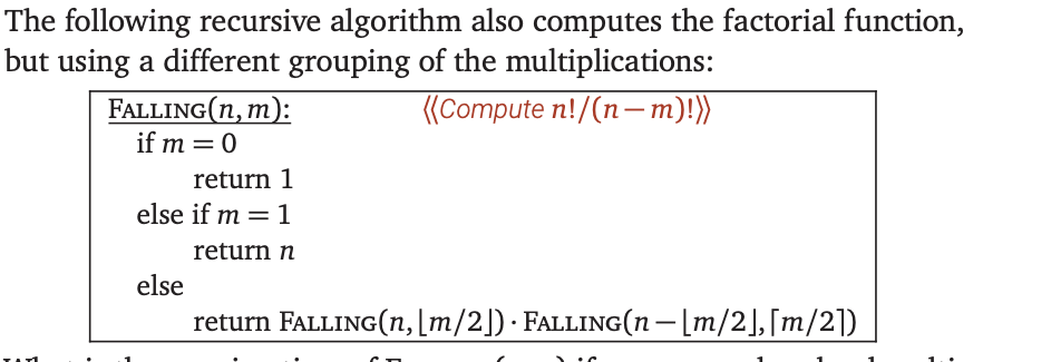 Consider the following classical recursive algorithm | Chegg.com
