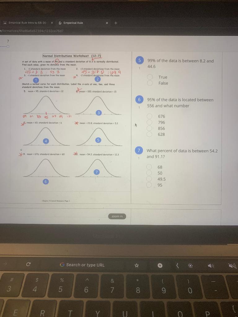 Solved Empirical Rule Intro to 68 95 x Emperical Rule | Chegg.com