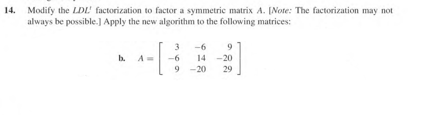 Solved 14. Modify the LDL factorization to factor a | Chegg.com Solved 14. Modify the LDL factorization to factor a | Chegg.com