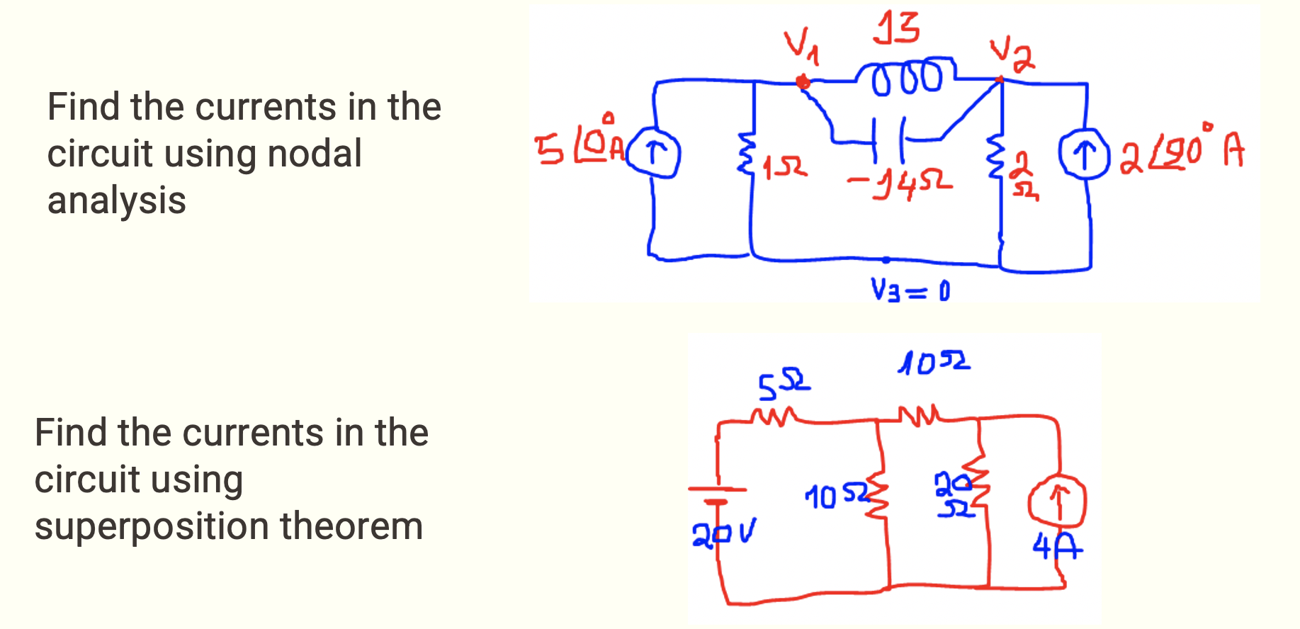 [Solved]: Find the currents in the circuit using nodal ana