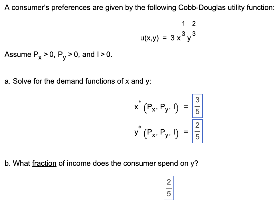 Solved A consumer's preferences are given by the following | Chegg.com