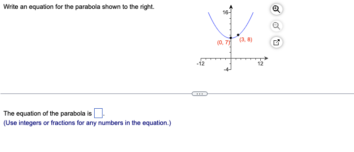 Solved Write an equation for the parabola shown to the | Chegg.com
