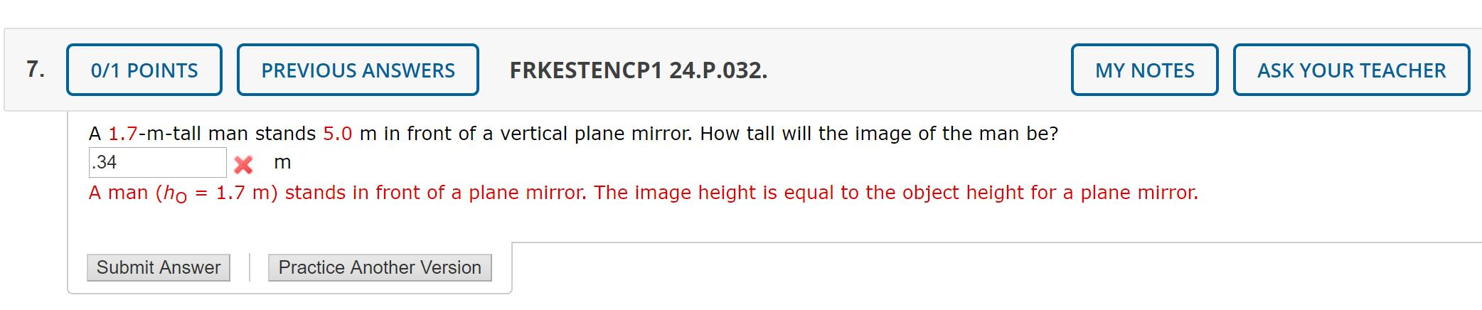 Solved 0/1 POINTS PREVIOUS ANSWERS FRKESTENCP1 24.P.032. MY | Chegg.com