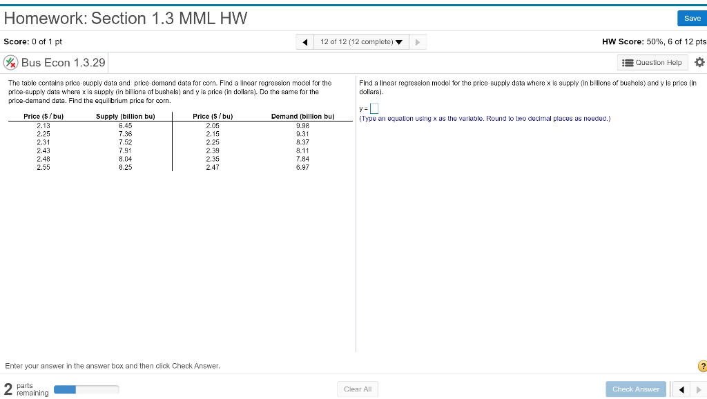 Solved Homework Section 3 3 Mml Hw Save Score 0 Of 1 Pt 1