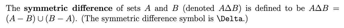 Solved = The symmetric difference of sets A and B (denoted | Chegg.com