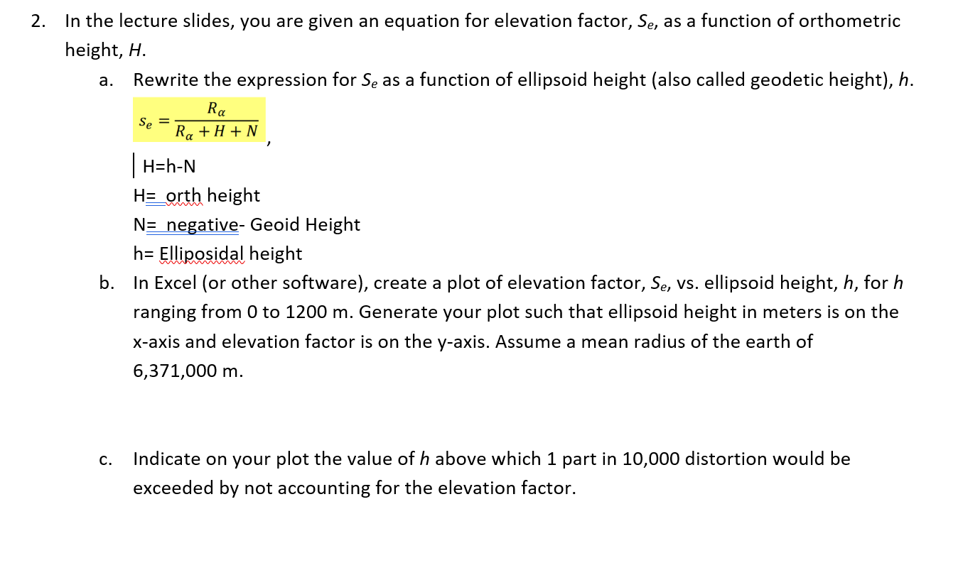 2. a. Se = In the lecture slides, you are given an | Chegg.com