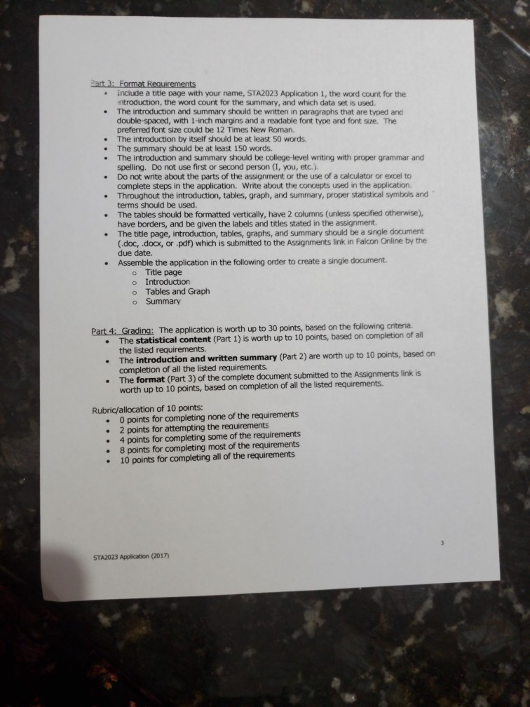 STA2023 Application: Sample Data, Statistics, and the | Chegg.com