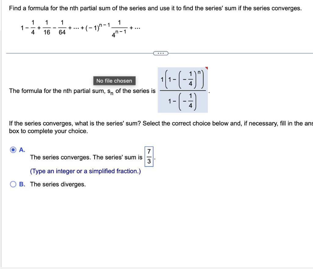 Solved Find A Formula For The Nth Partial Sum Of The Series 