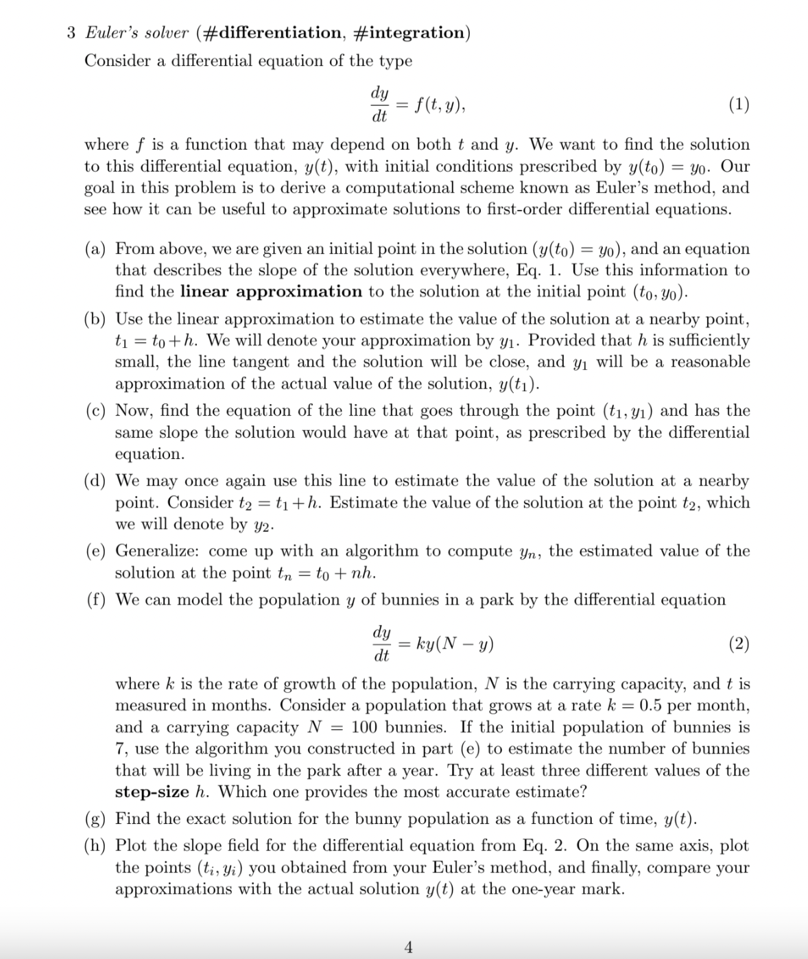 Solved 3 Euler's solver (\#differentiation, \#integration) | Chegg.com