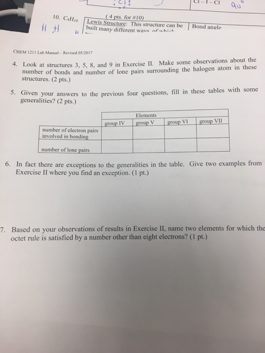 (4 pts. for#10) 10. C4H10 H CHo Lewis Structure: This | Chegg.com