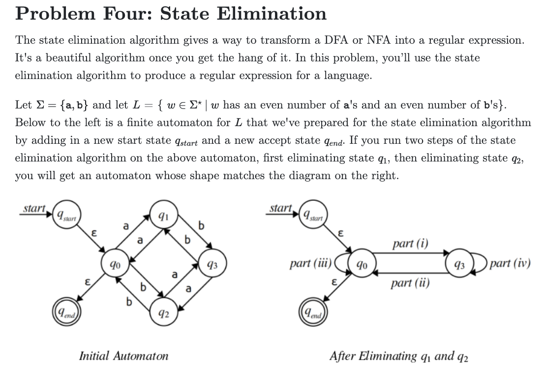 Solved Problem Four: State Elimination The state elimination | Chegg.com
