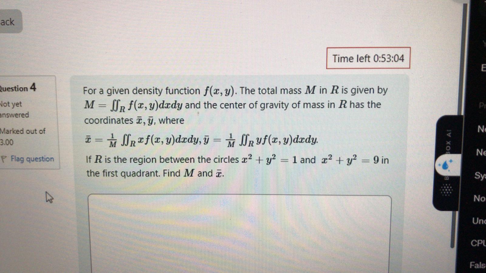 Solved Time left 0:53:042uestion 4Not yet answeredMarked out | Chegg.com