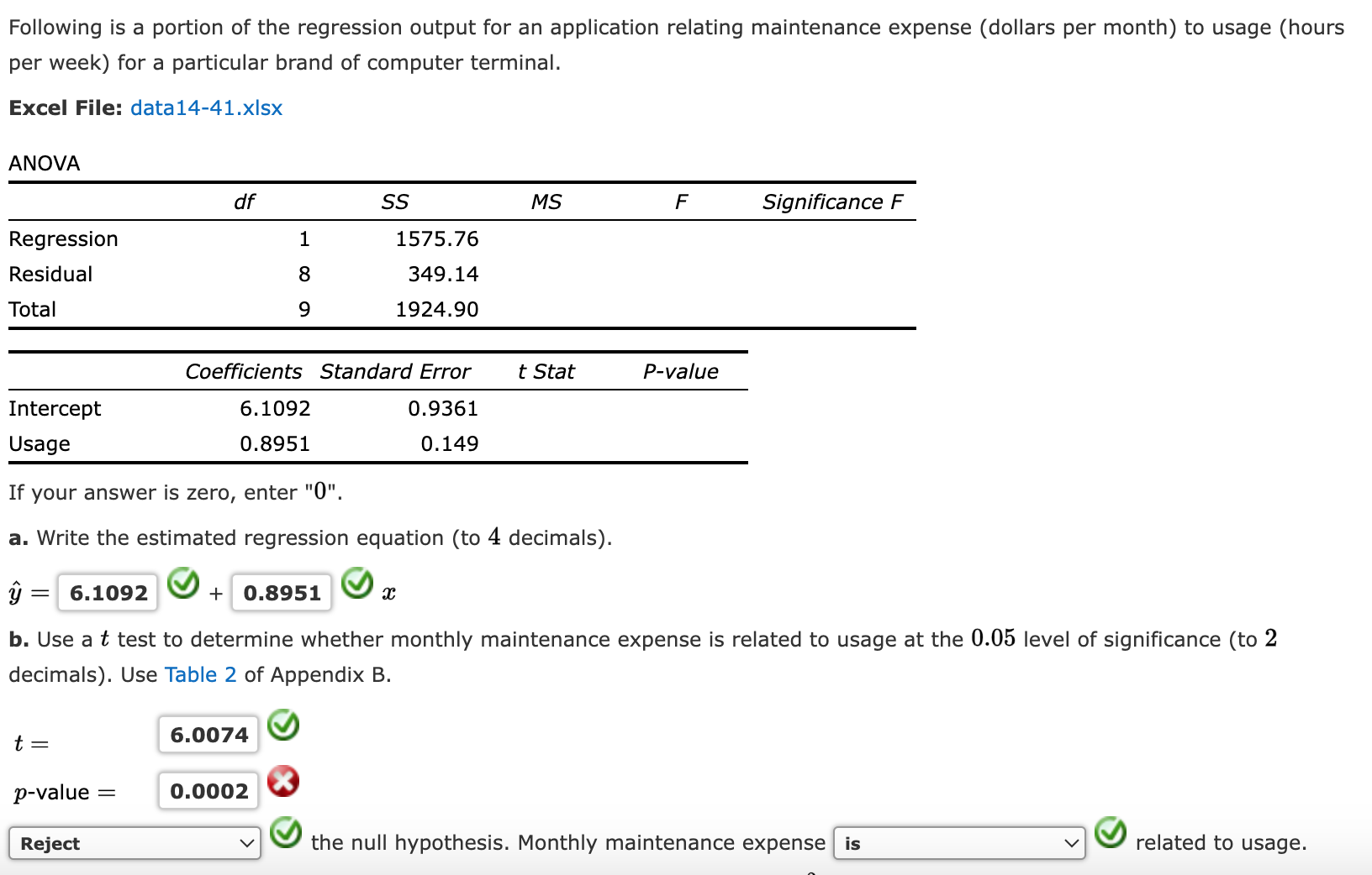 Solved Following is a portion of the regression output for | Chegg.com